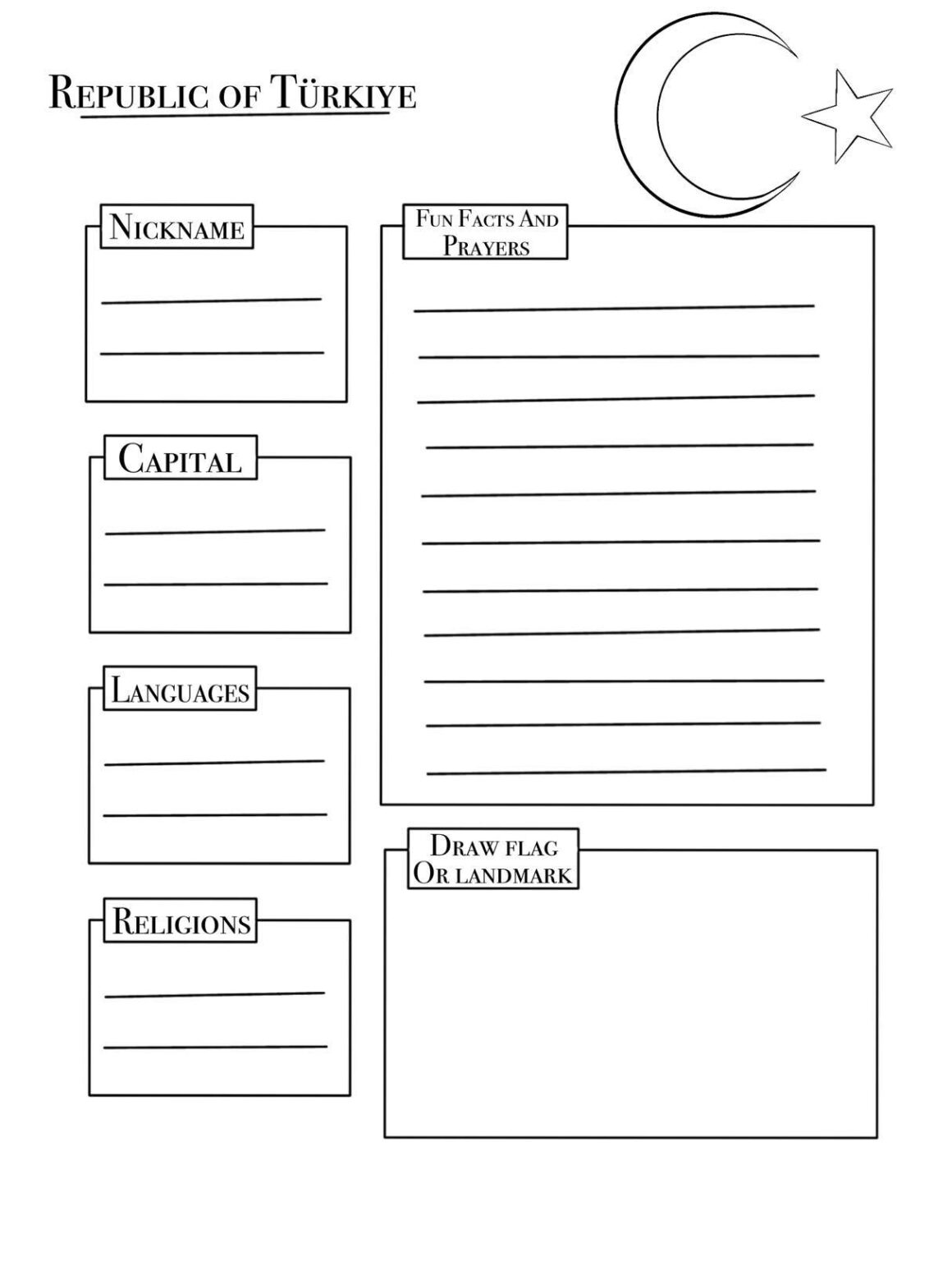 Turkey Notebooking Page - Once Upon a Homeschooler