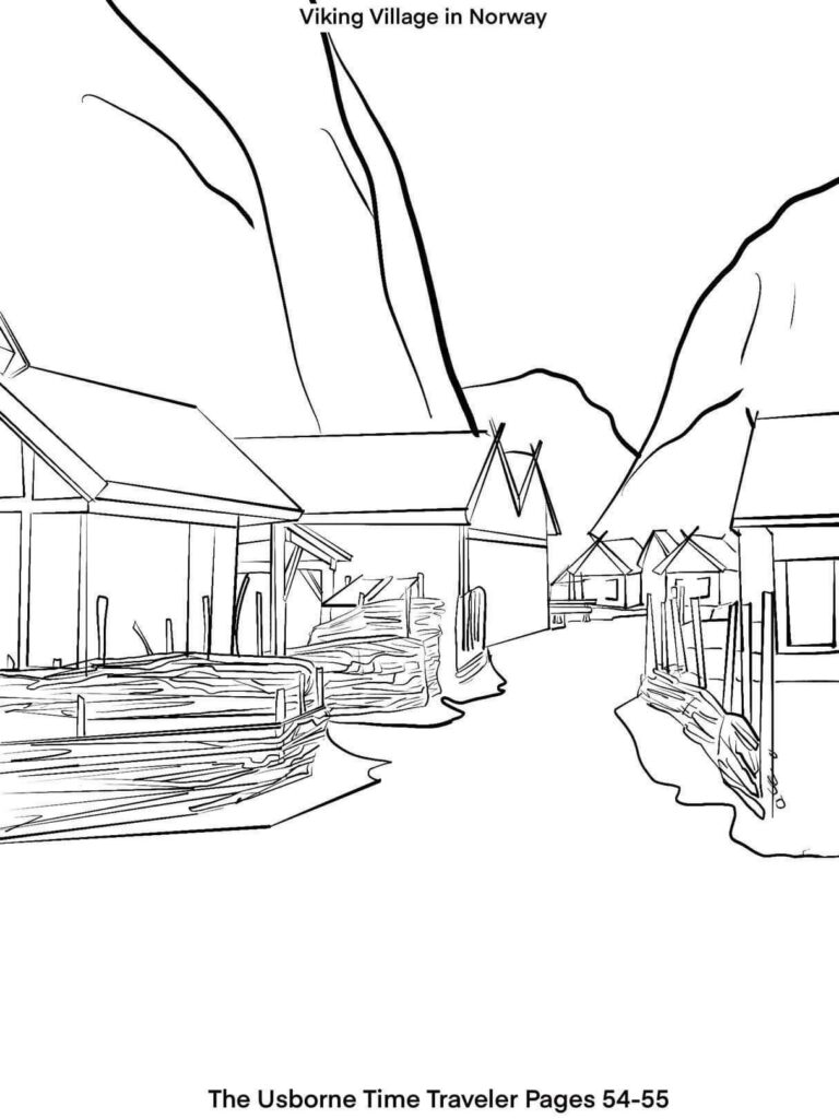 The Usborne Time Traveler Pages 54-55 Coloring Page - Once Upon a ...