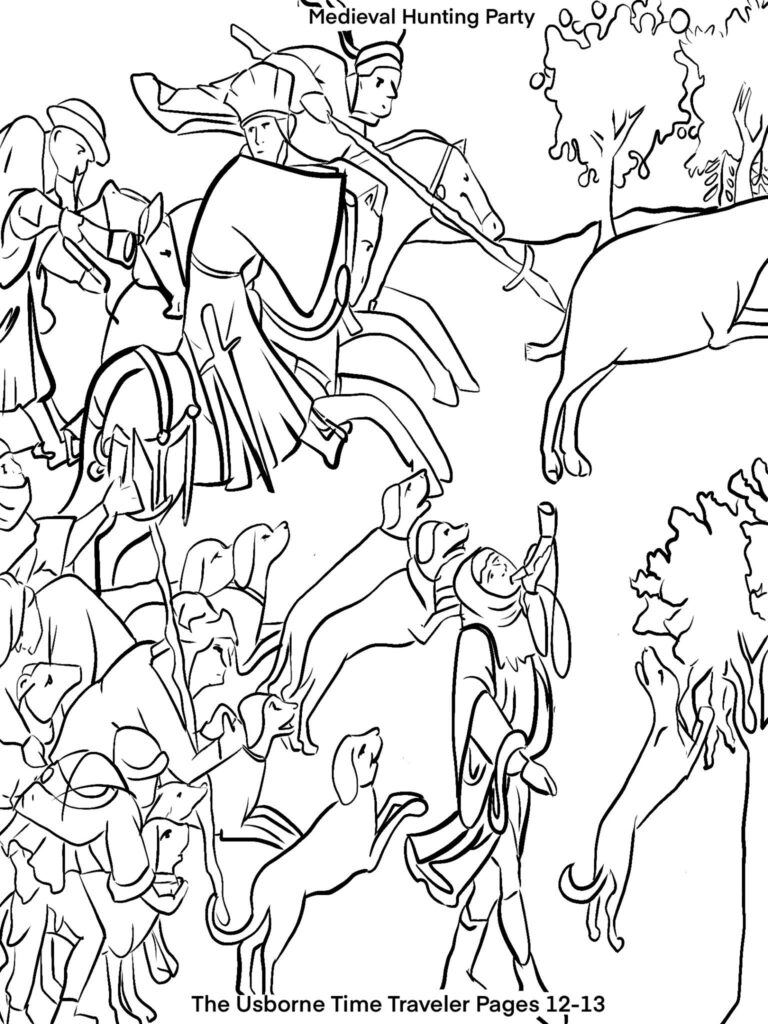 The Usborne Time Traveler Pages 12-13 Coloring Page - Once Upon a ...