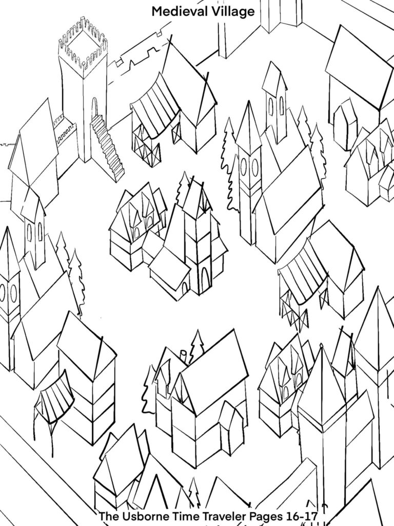 The Usborne Time Traveler Pages 16-17 Coloring Page - Once Upon a ...