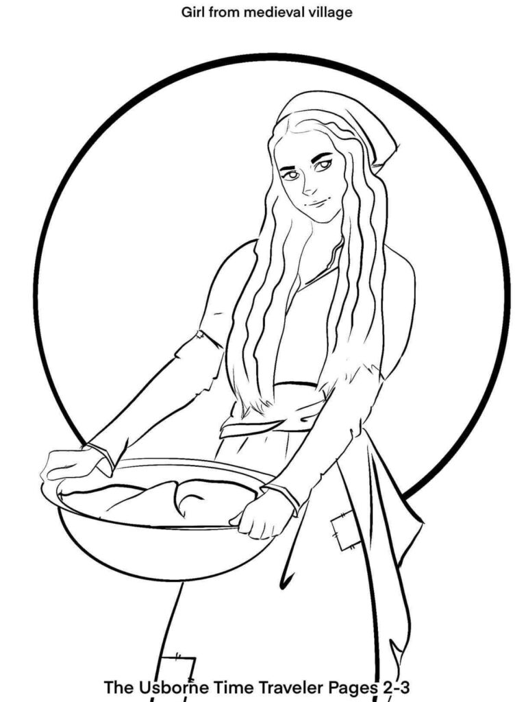 The Usborne Time Traveler Pages 2-3 Coloring Page - Once Upon a ...
