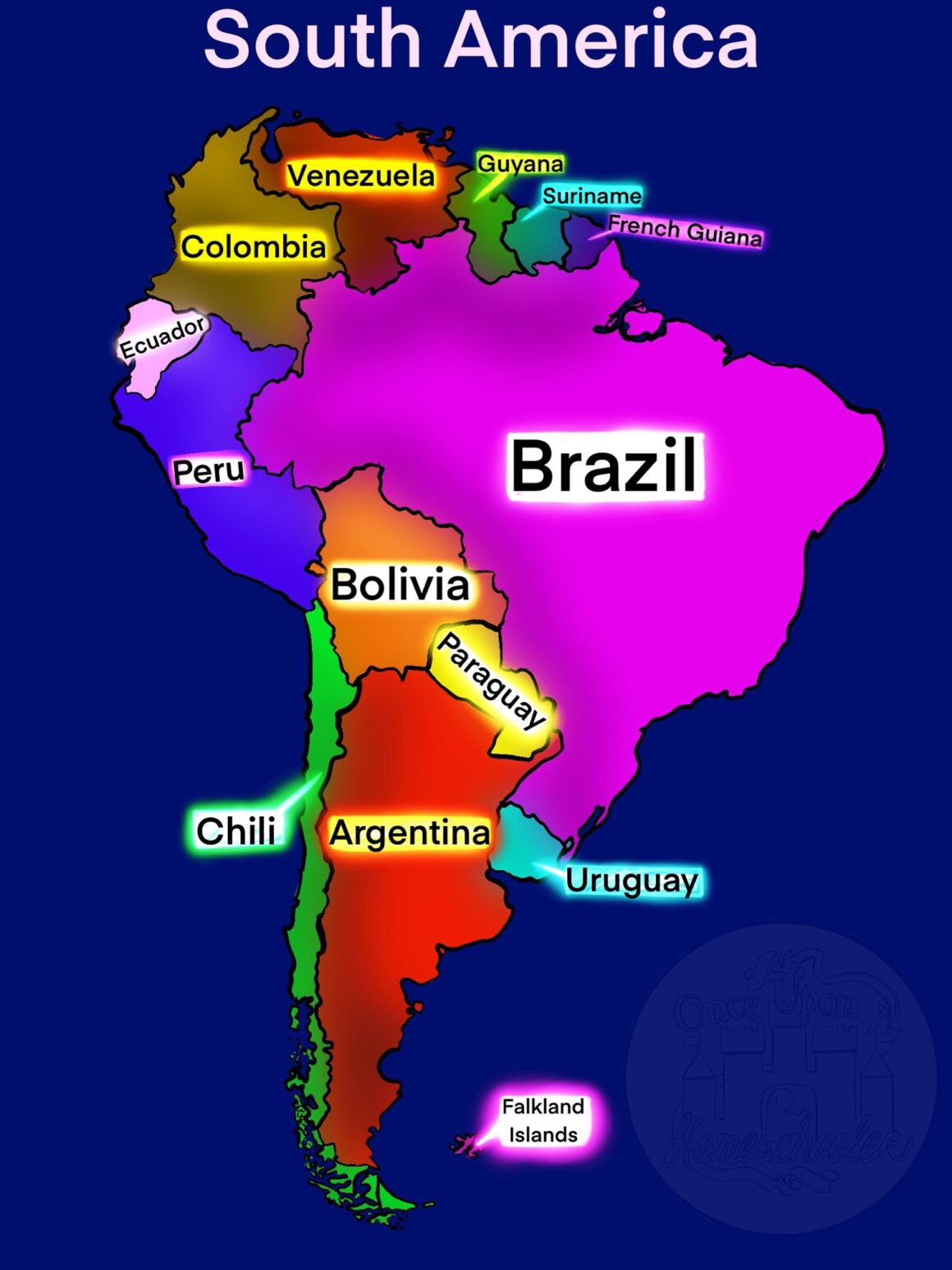 South America Map - Once Upon a Homeschooler